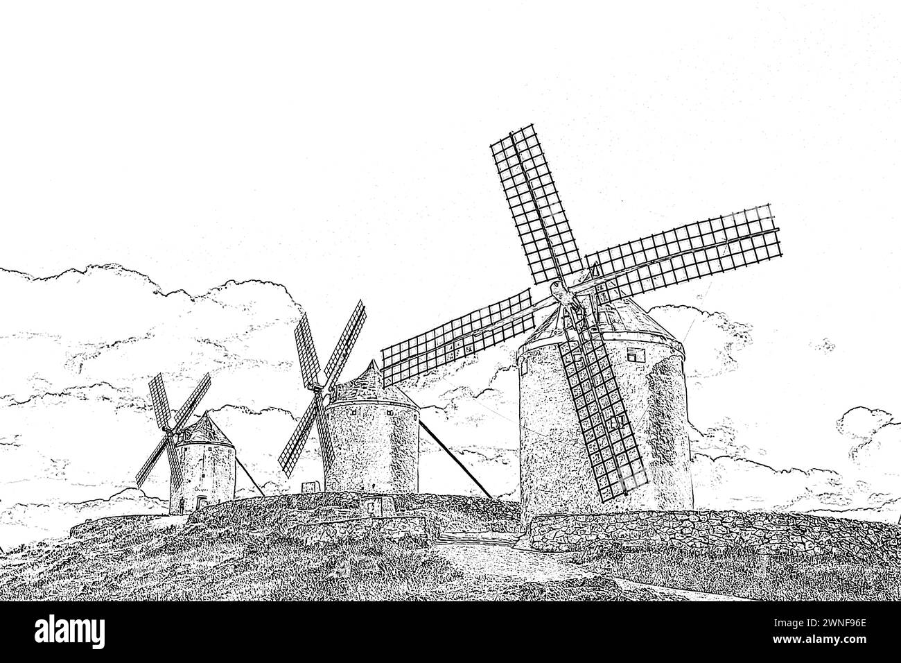 Pencil Drawings Of Windmills