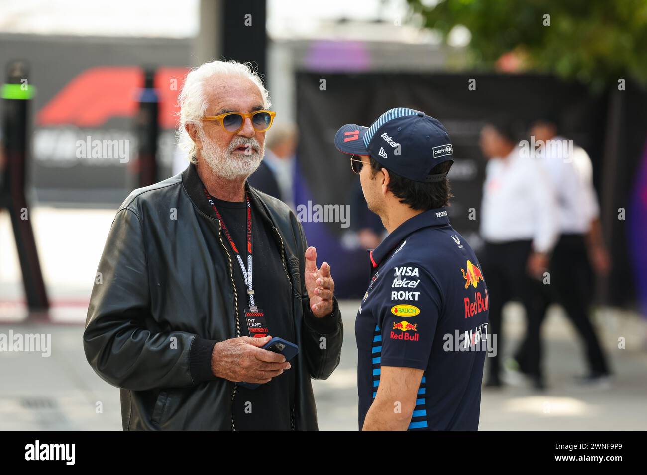 BRIATORE Flavio, PEREZ Sergio (mex), Red Bull Racing RB20, portrait, during the Formula 1 Gulf ...