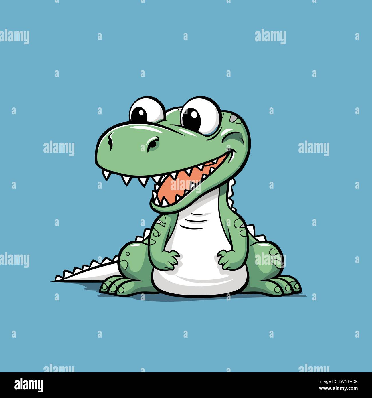 Cute crocodile cartoon character isolated on blue background. Vector ...