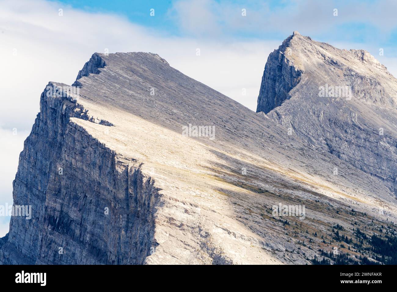 view of Mount Rundle, Rocky Mountains, Banff national park, Canada ...