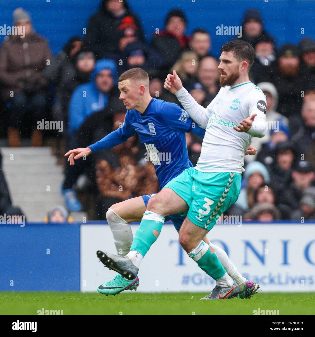 Birmingham, UK. 02nd Mar, 2024. Southampton's Ryan Manning in action during the EFL Sky Bet ...