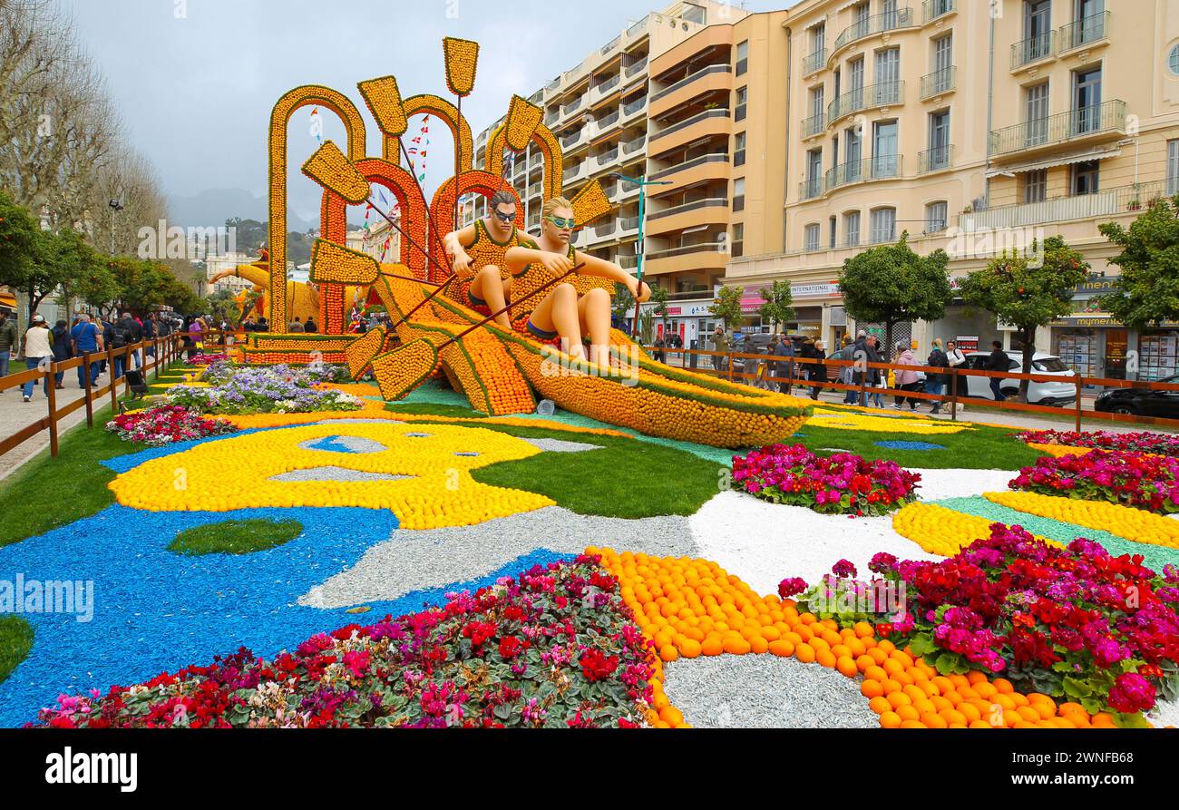 Menton, France - March 02, 2024: 90e Fete du Citron/90th Lemon Festival ...