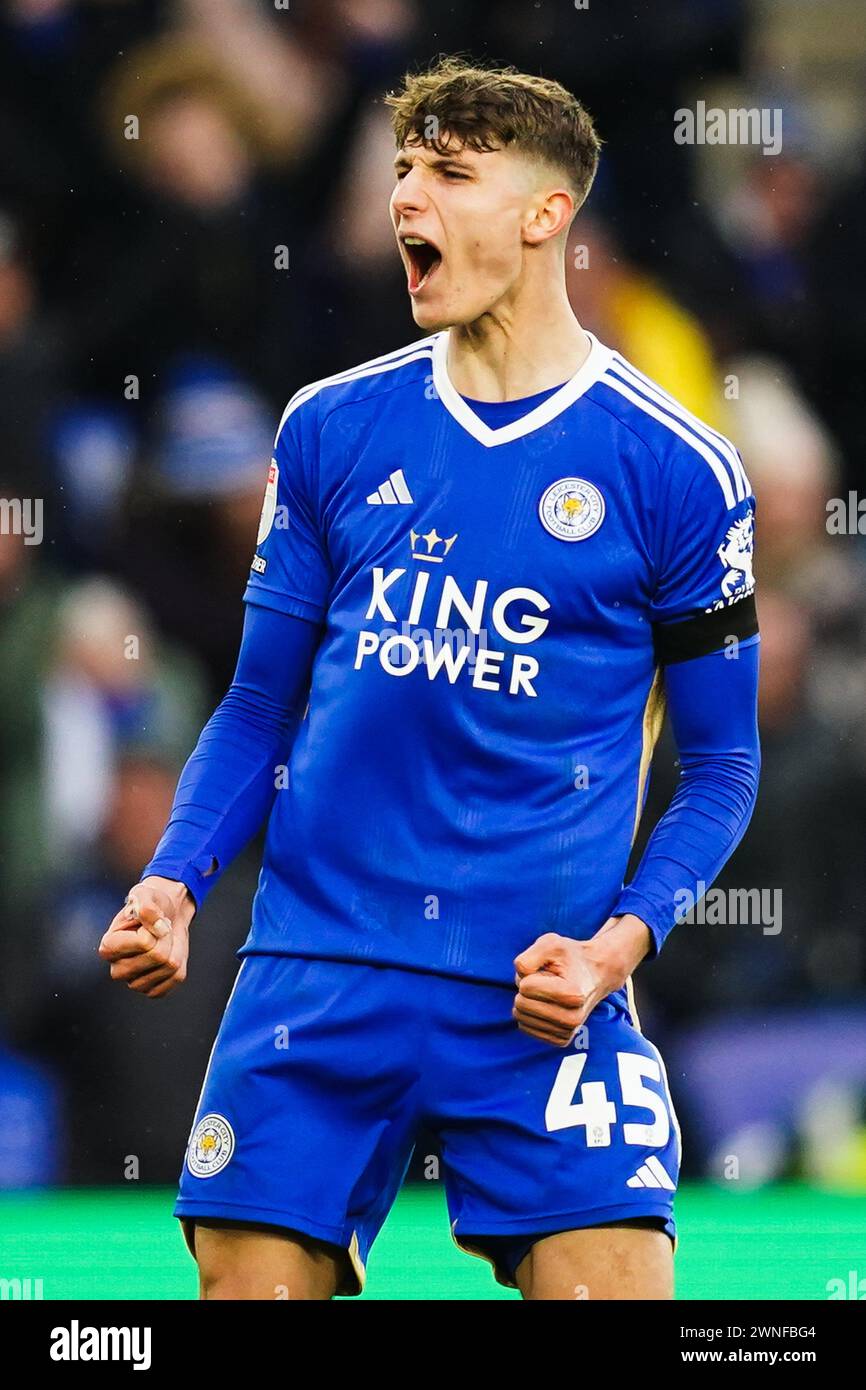 Leicester City's Ben Nelson celebrates scoring their side's first goal ...