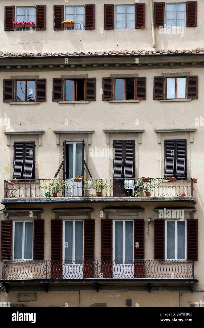 Typical facade of residencial building in Firenze, Italy Tuscan Stock ...