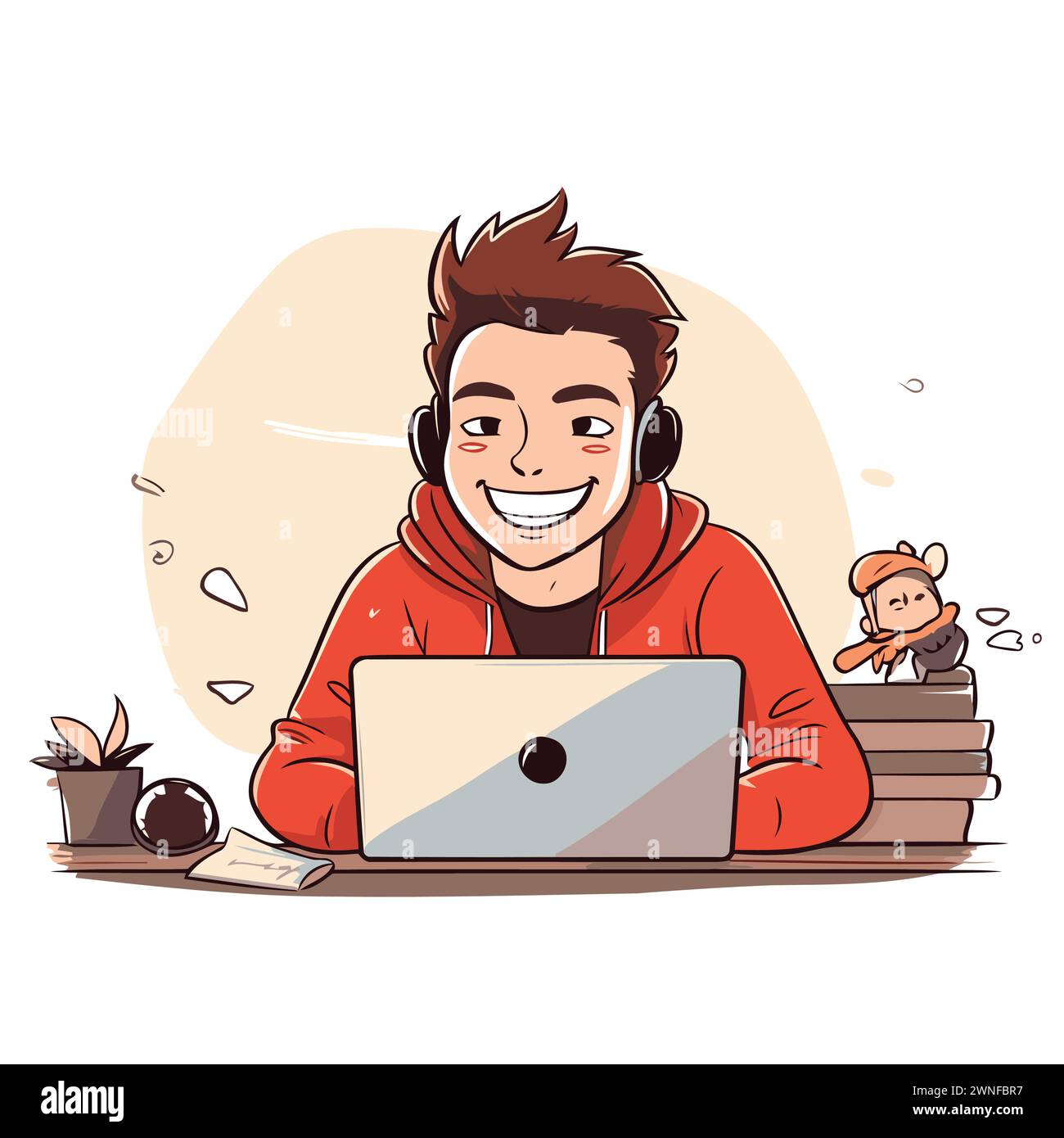 Man headphones learning Stock Vector Images - Alamy