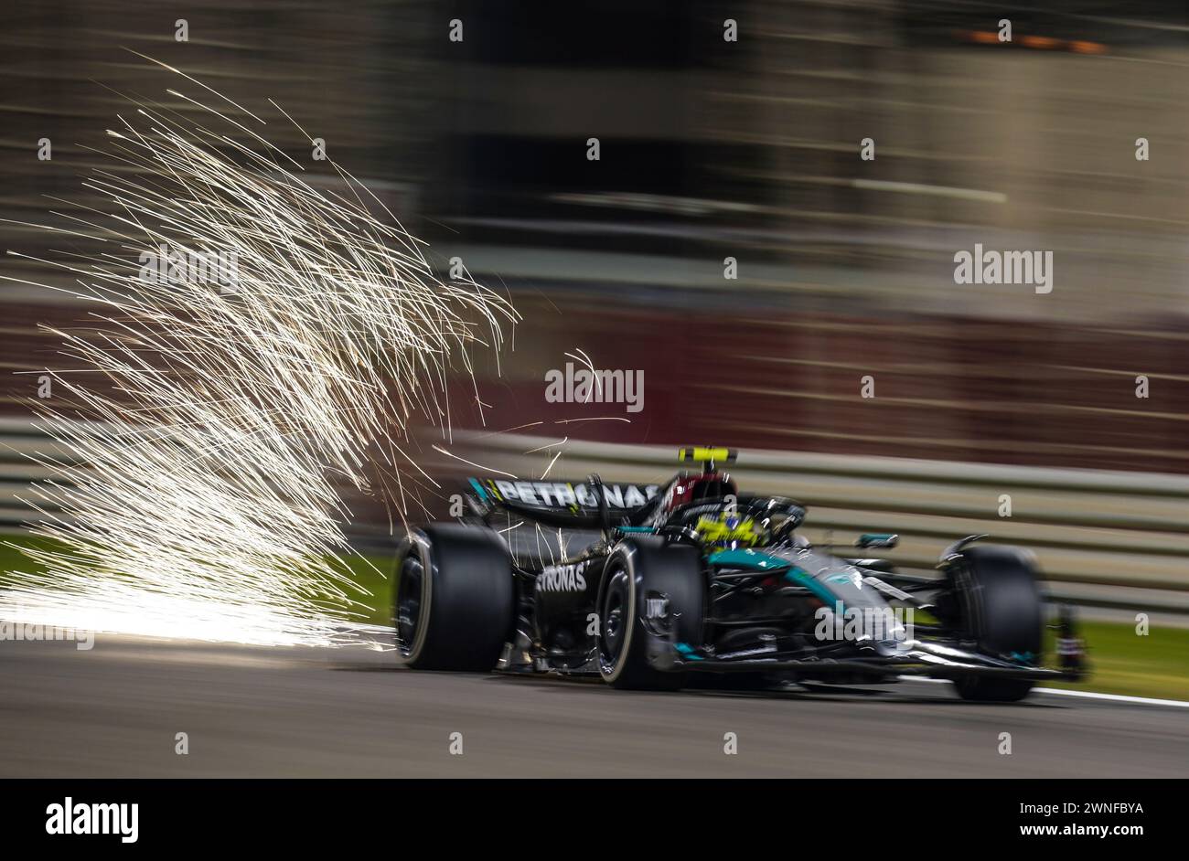 Mercedes' Lewis Hamilton during the Bahrain Grand Prix at the Bahrain ...