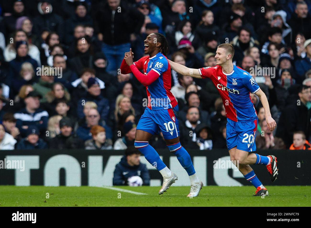 LONDON, UK - 2nd Mar 2024: Eberechi Eze of Crystal Palace celebrates ...