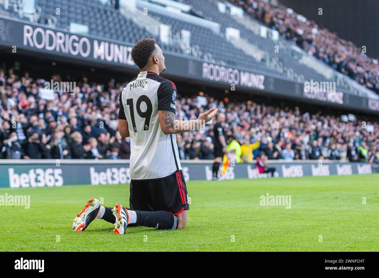 Rodrigo Muniz of Fulham celebrates scoring his sides second goal during ...