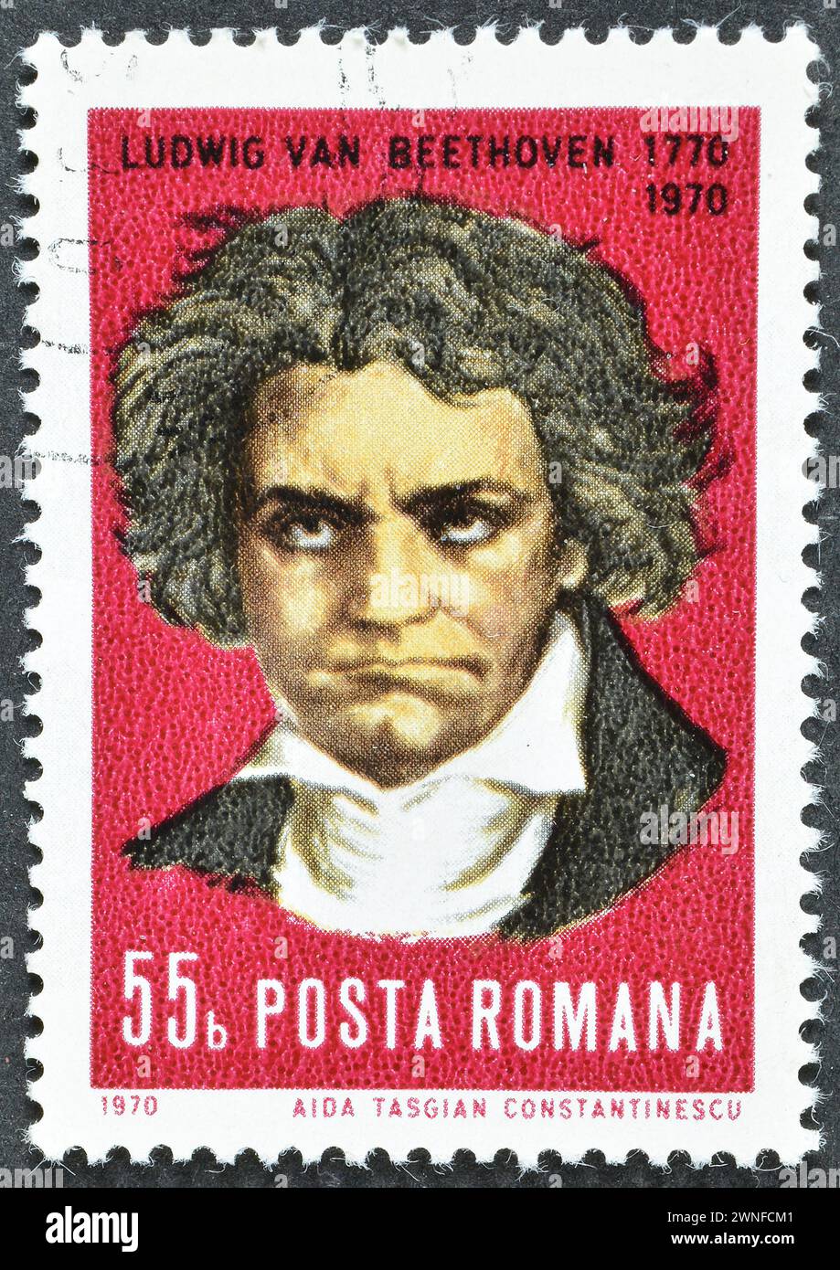 Cancelled postage stamp printed by Romania, that celebrates 200th ...