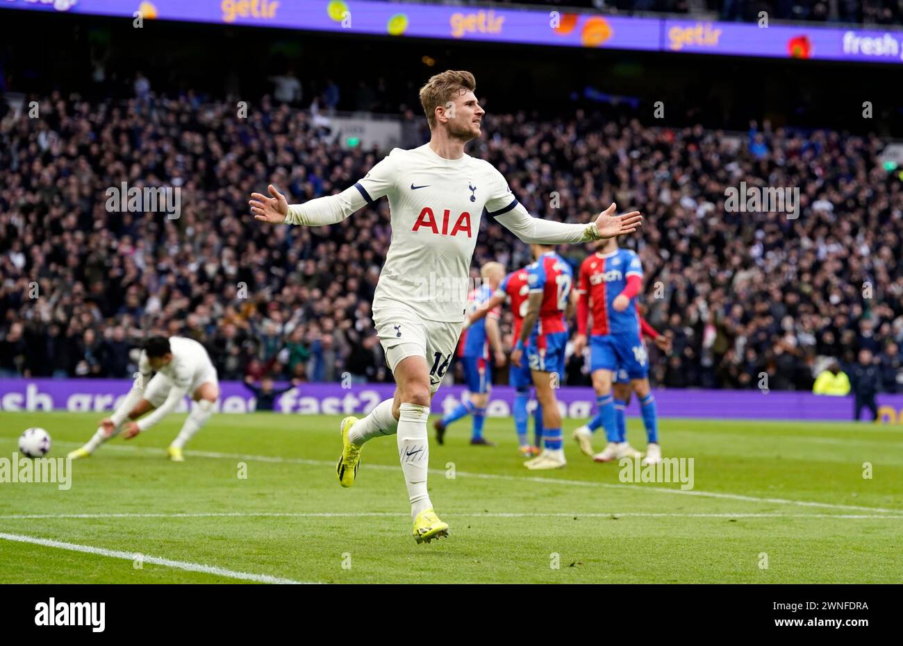 Tottenham Hotspur's Timo Werner celebrates scoring his sides equalising ...