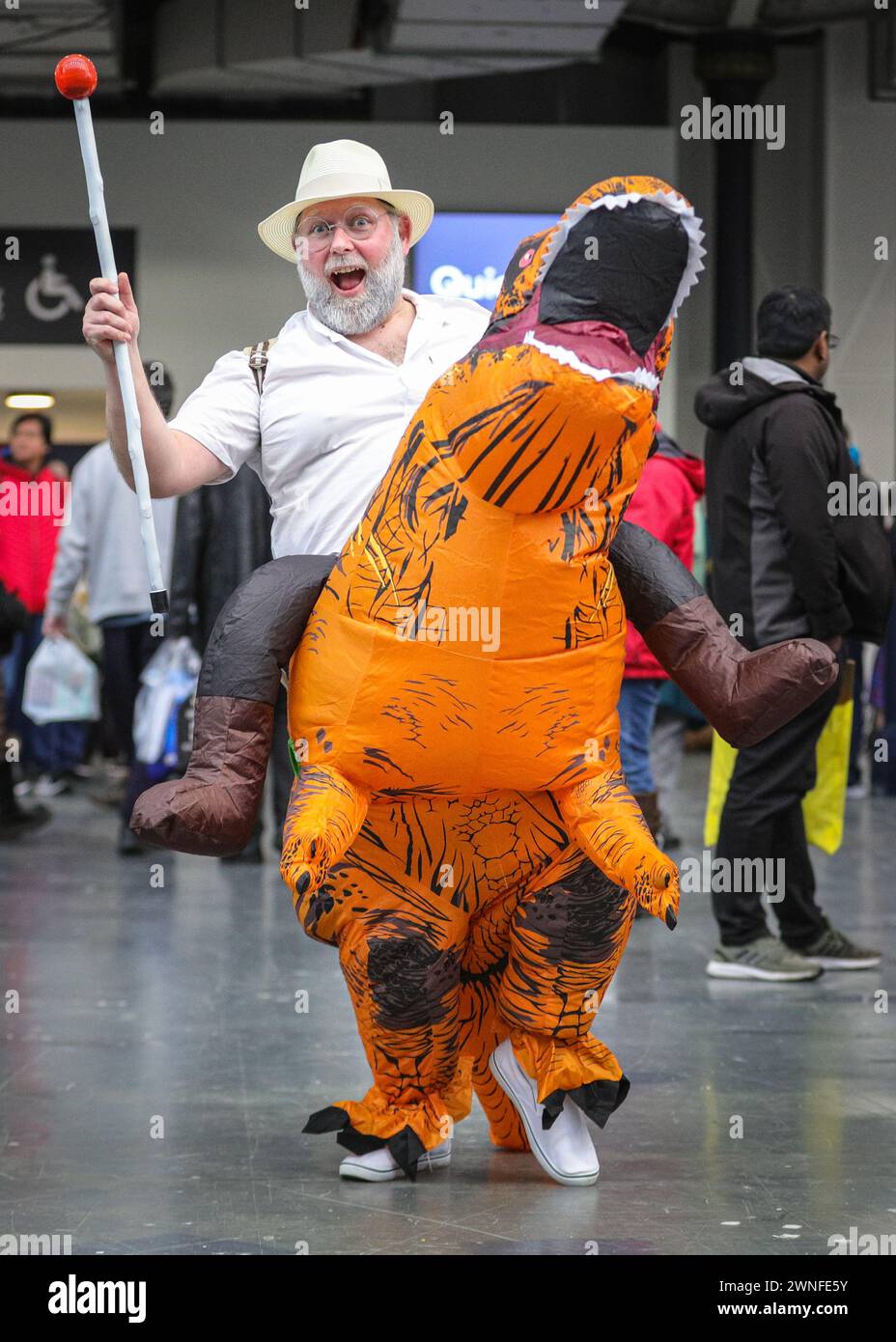 London, UK. 02nd Mar, 2024. Visitors in their costumes. Cosplayers ...