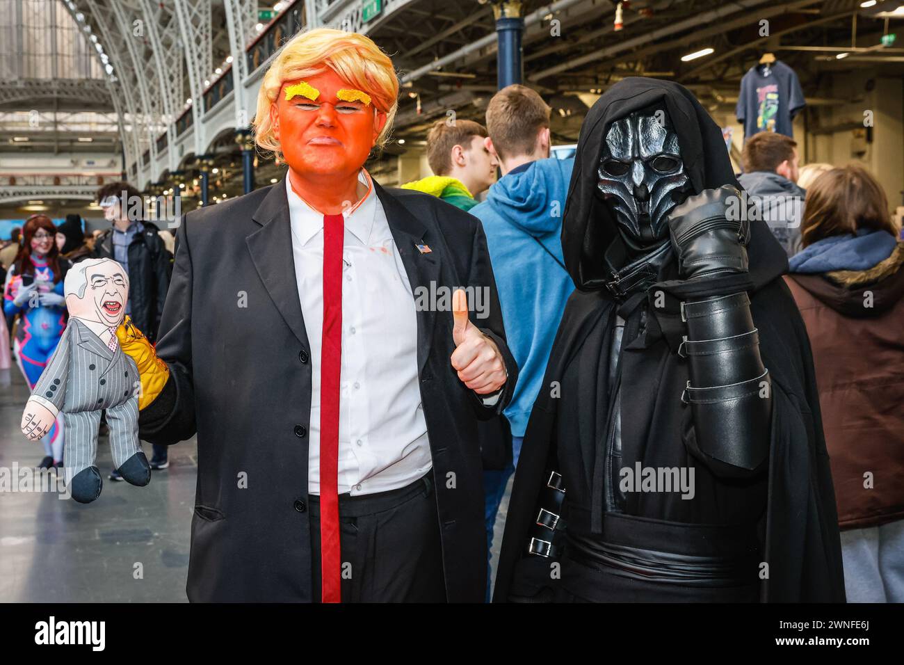 London, UK. 02nd Mar, 2024. "Donald Trump" and "Darth Vader" roam the ...