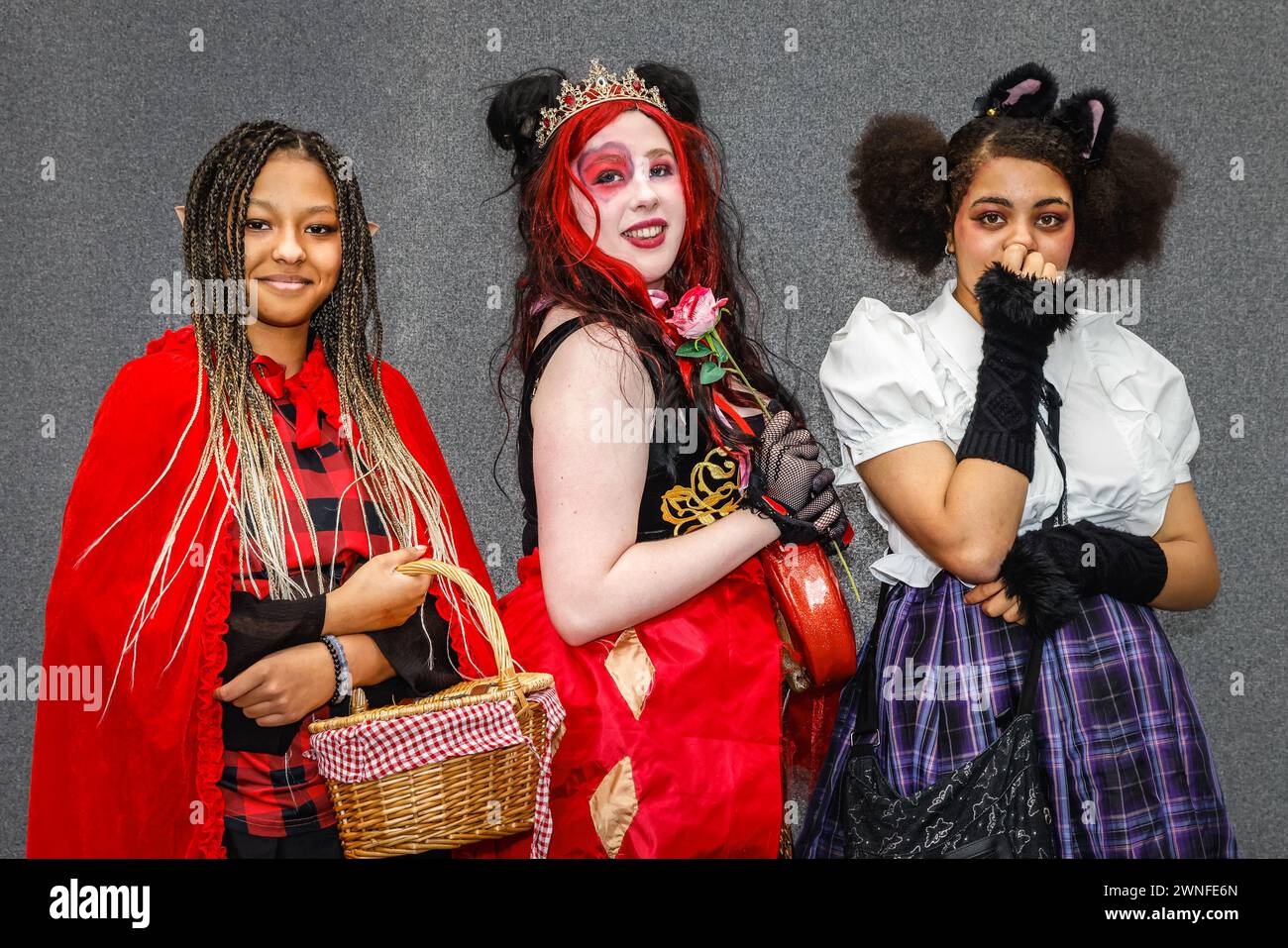 London, UK. 02nd Mar, 2024. Visitors in their costumes. Cosplayers ...