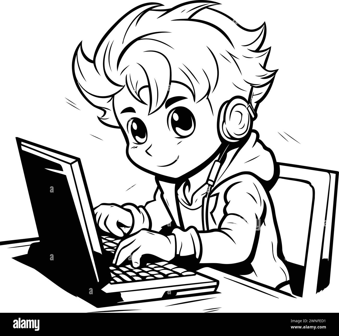 Cute boy with laptop.Vector illustration ready for vinyl cutting Stock ...