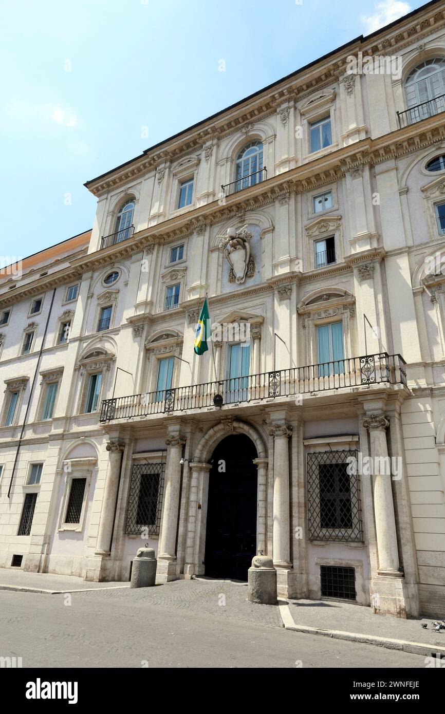 Facade of embassy of Brazil in Italy, Piazza Navona, Rome Stock Photo ...