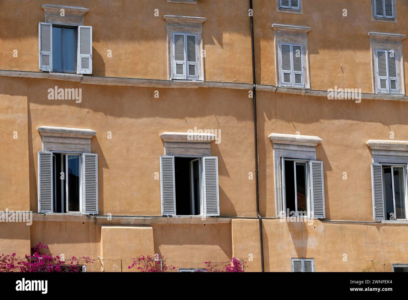 Facade of building ,typical architecture italian in Piazza Navona, Rome ...