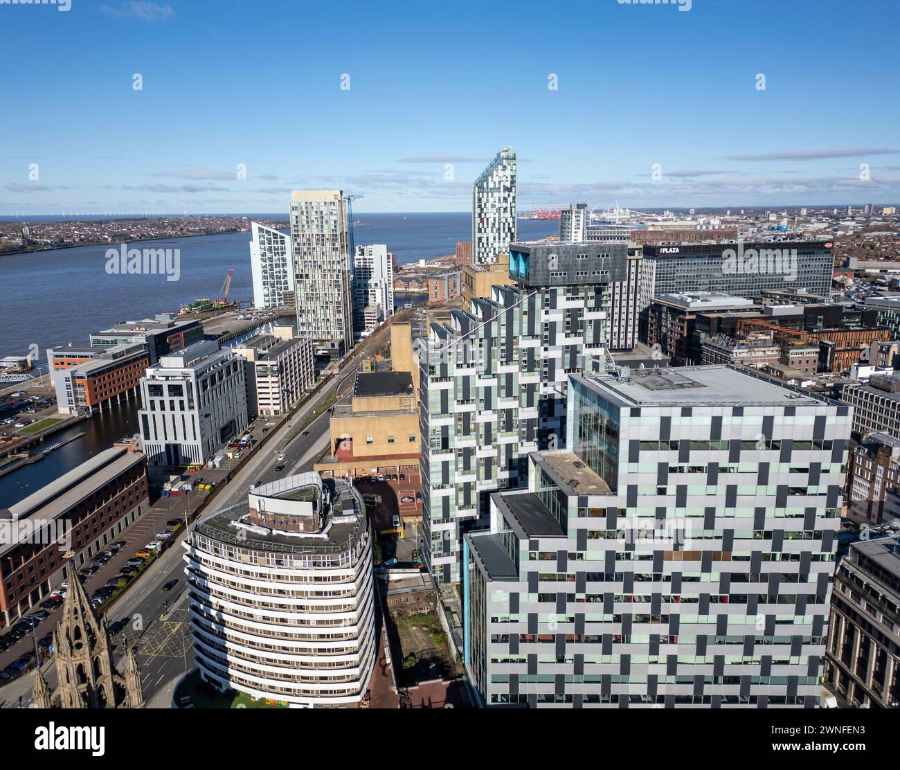 Liverpool waterfront buildings along the River Mersey, England Stock ...