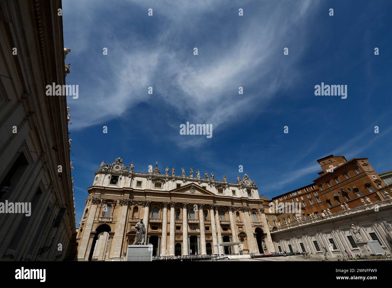 St. Peter's Basilica on St. Peter's square in Vatican, center of Rome ...