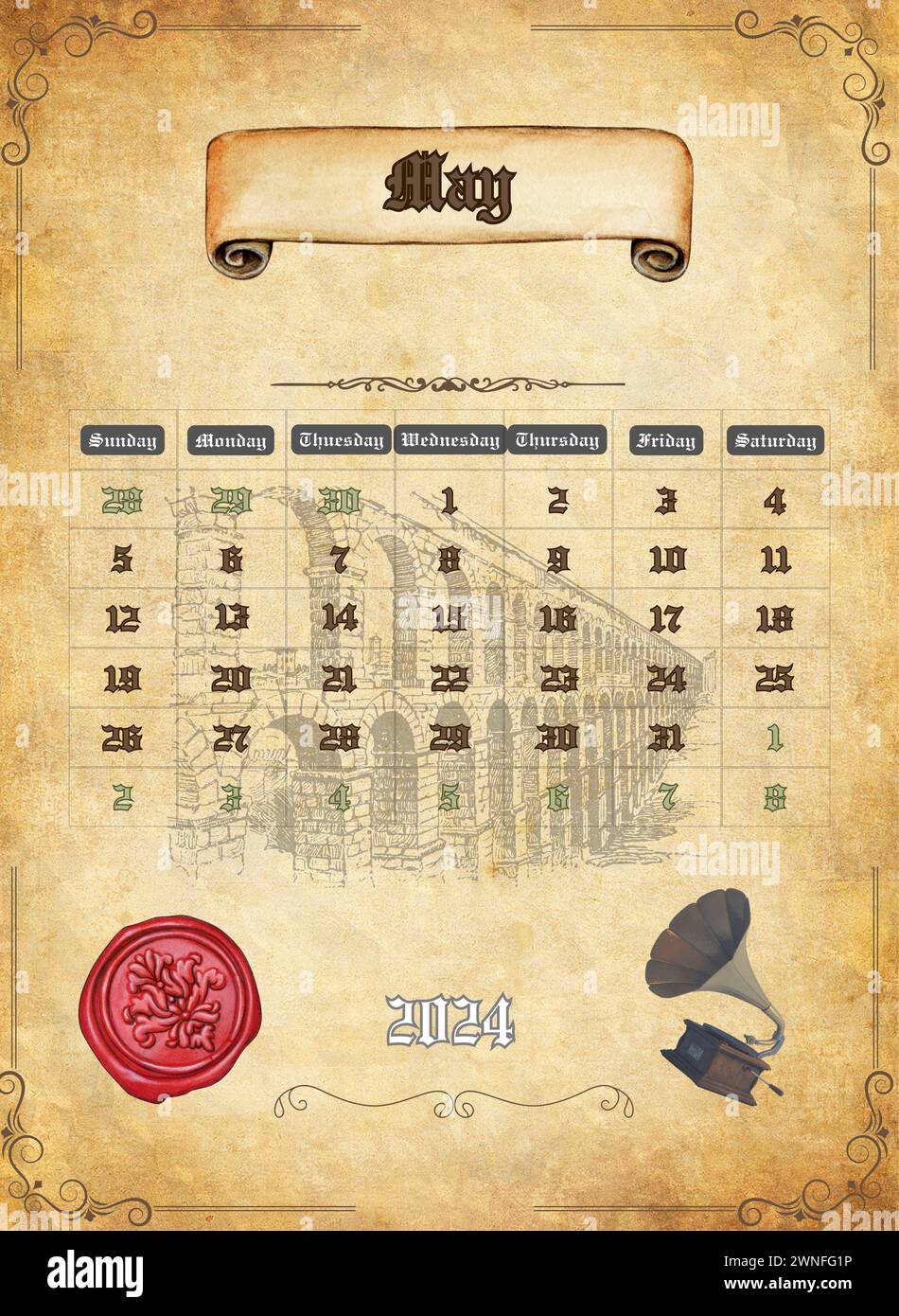 Vintage Calendar May.jpg Stock Photo - Alamy