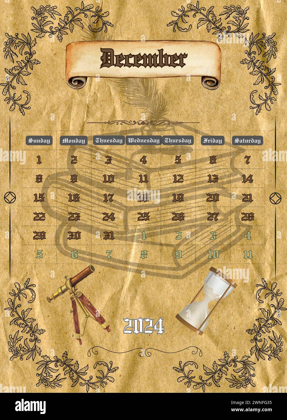 Vintage Calendar December.jpg Stock Photo - Alamy