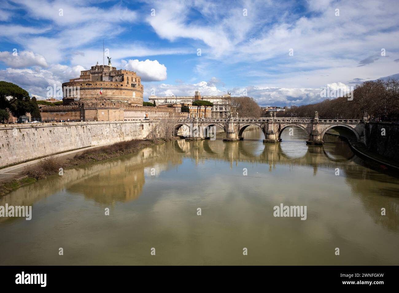 Castel Sant Angelo or Mausoleum of Hadrian in Rome Italy, built in ...