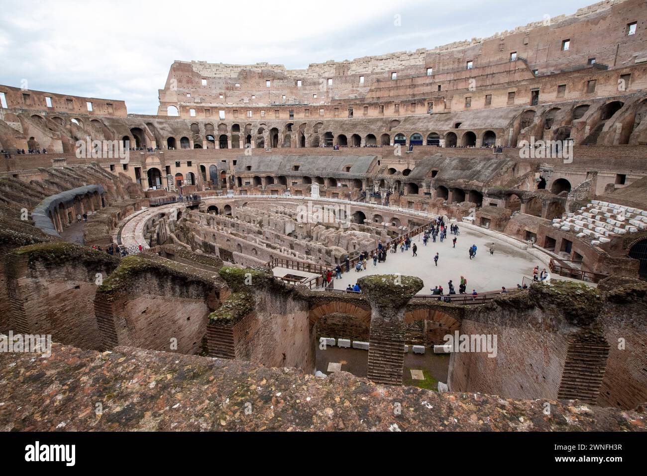 Rome, Italy - March 02, 2023: Tourists walking inside the Roman ...