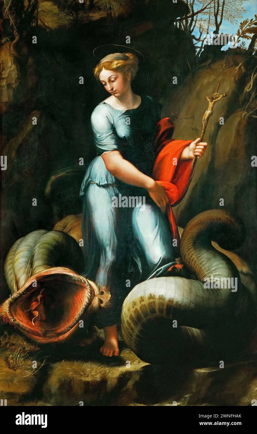 Raphael and workshop, perhaps Giulio Romano -- Saint Margaret Stock ...