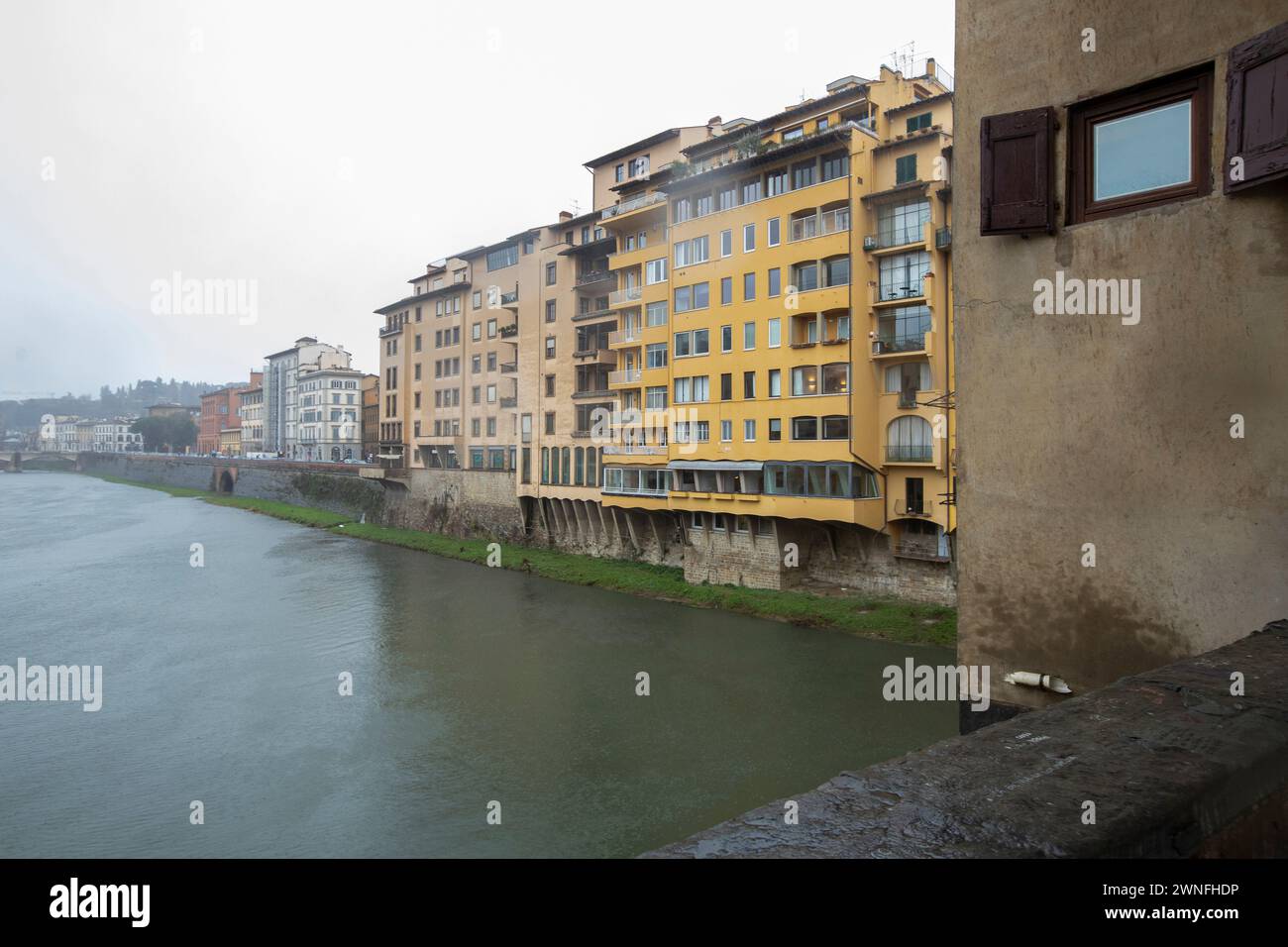 Group of building in front of river Arno. Firenze, Italy. View of ...
