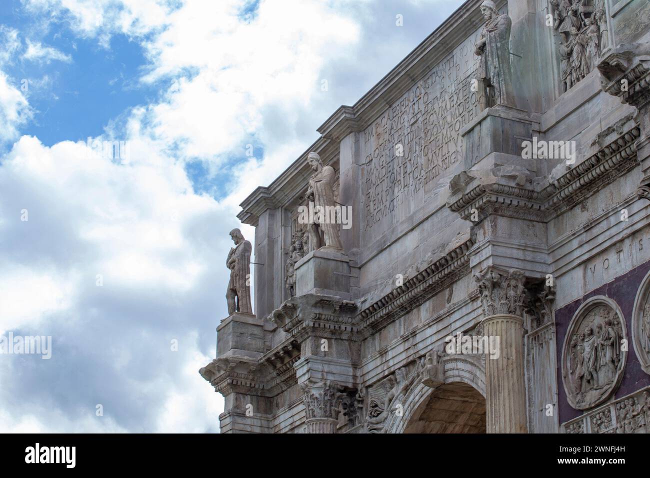 Detail of he Arch of Constantine (Italian: Arco di Costantino) is a ...