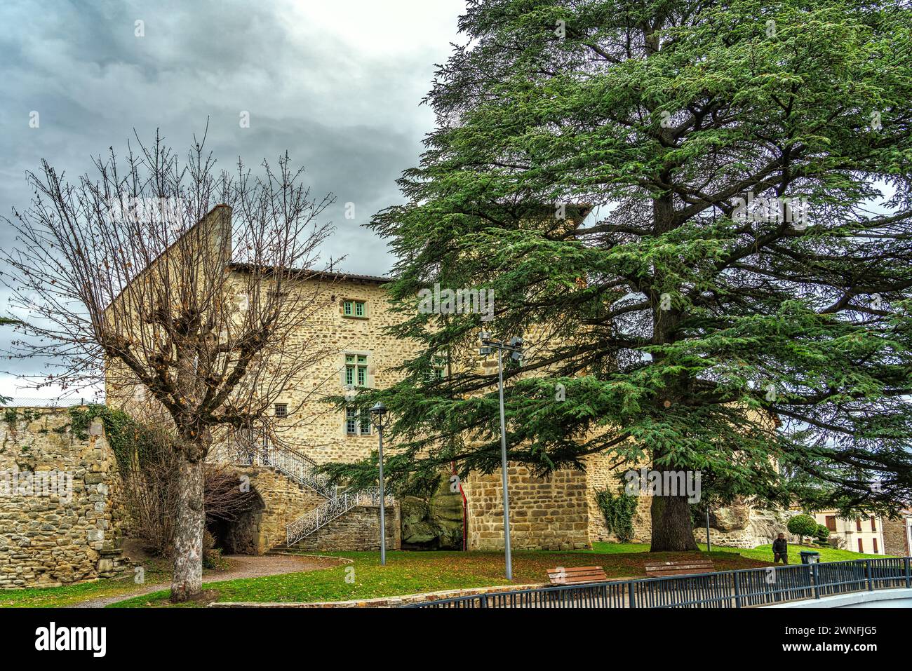 The towers and ramparts of the medieval castle of Roche-la-Molière ...