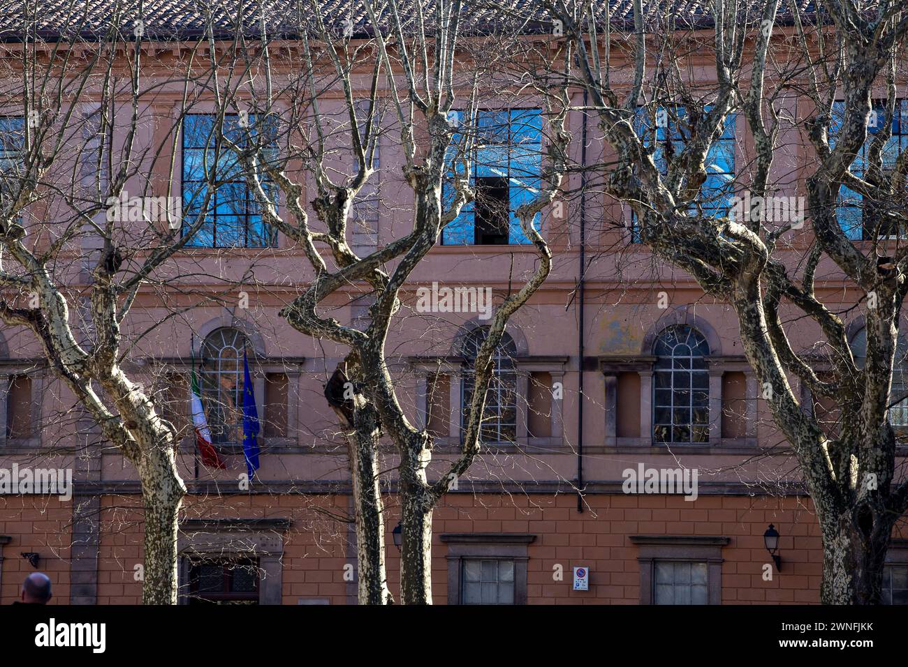 Exterior of typical Italian buildings in on Piazza Napoleone in the ...