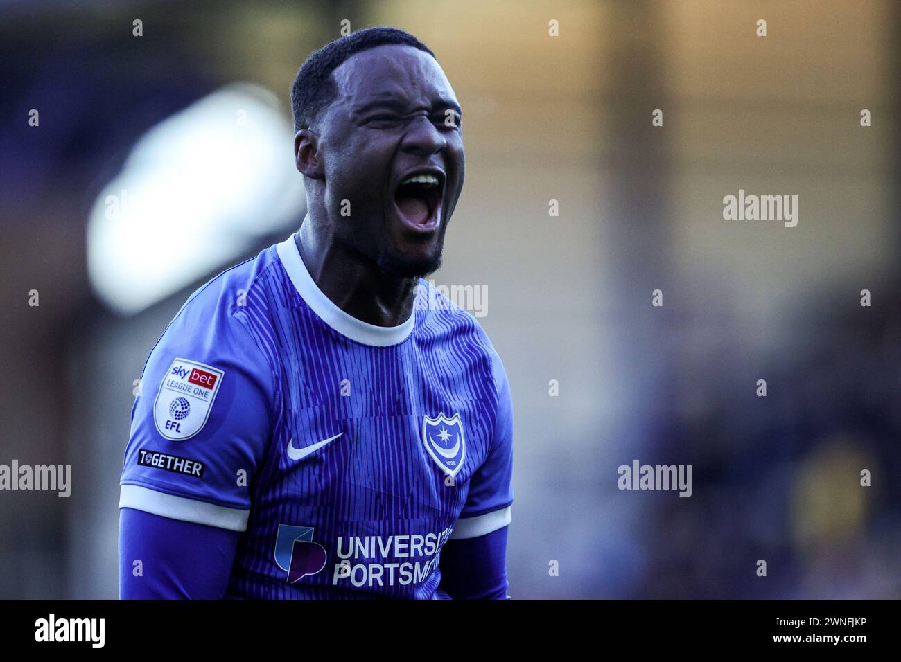 Portsmouth's Christian Saydee celebrates after the Sky Bet League One ...