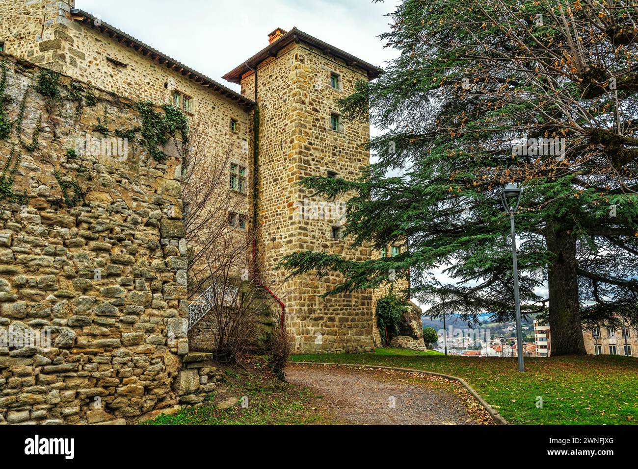 The towers and ramparts of the medieval castle of Roche-la-Molière ...