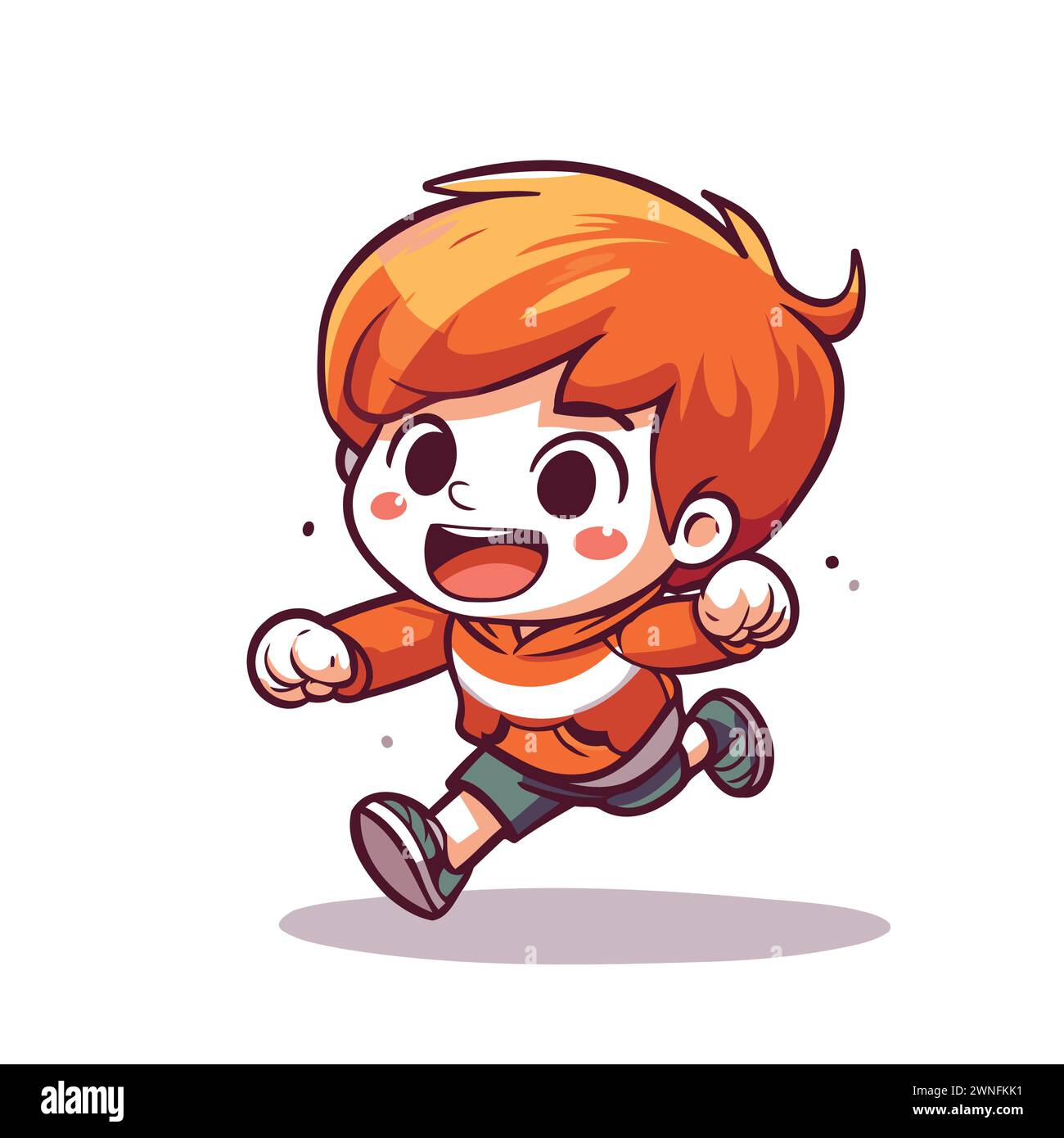 Vector illustration of a cute boy running. Isolated on white background ...