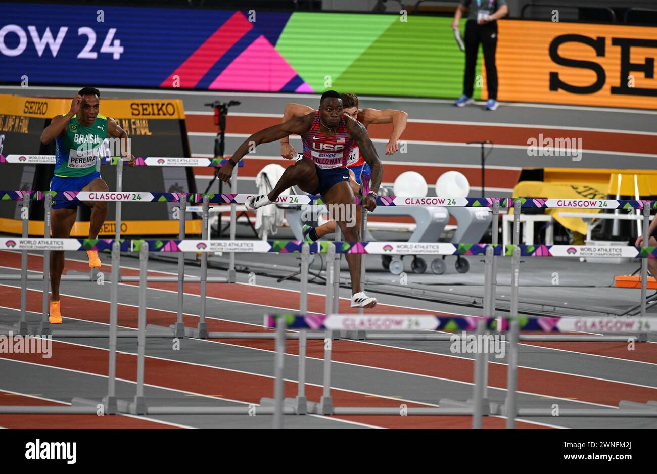 Grant Holloway wins his heat n the 60m hurdles for men at the world ...