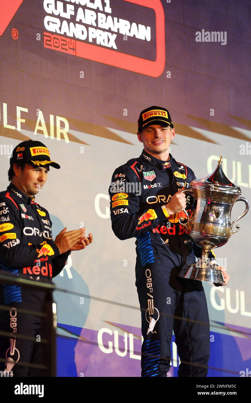 Sakhir, Bahrain. 02nd Mar, 2024. Race winner Max Verstappen (NLD) Red ...