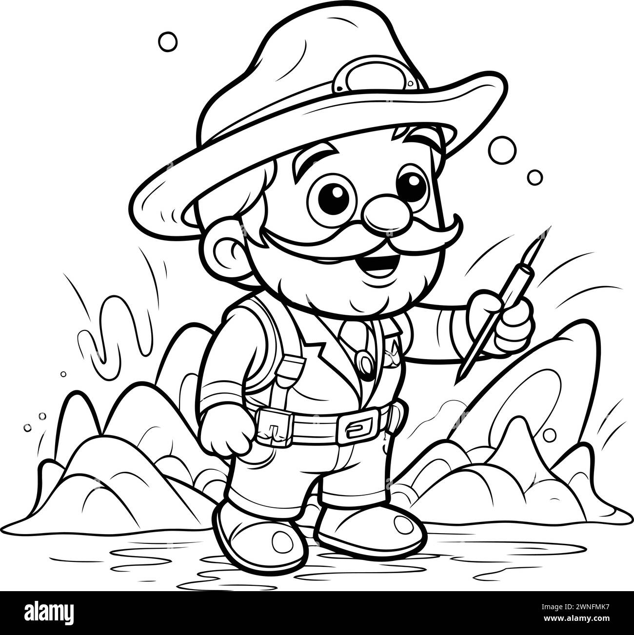 Fisherman cartoon clipart Black and White Stock Photos & Images - Alamy