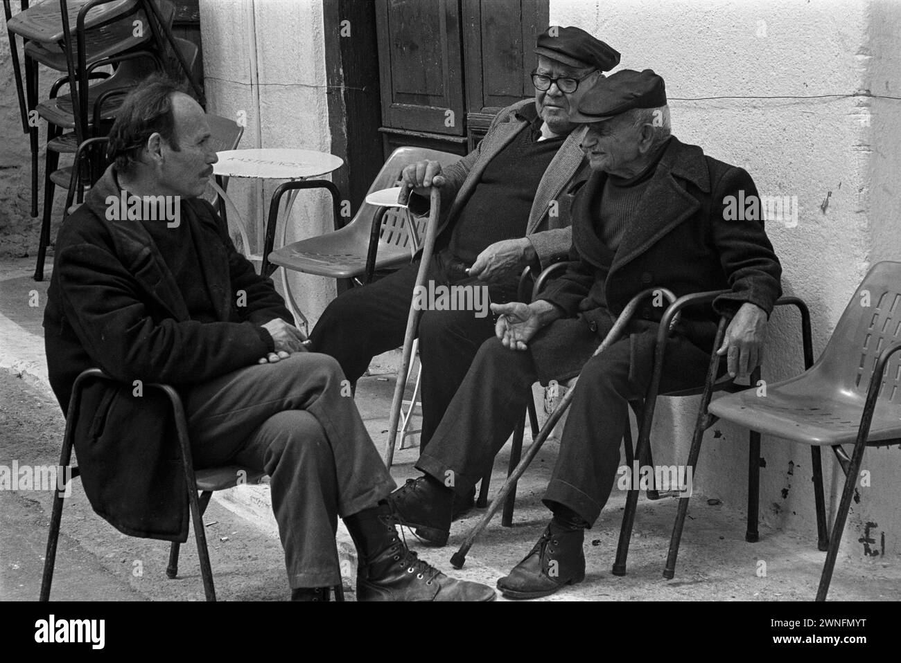 Local men chatting in the village of Kritsa, Crete, Greece, 1985 Stock ...