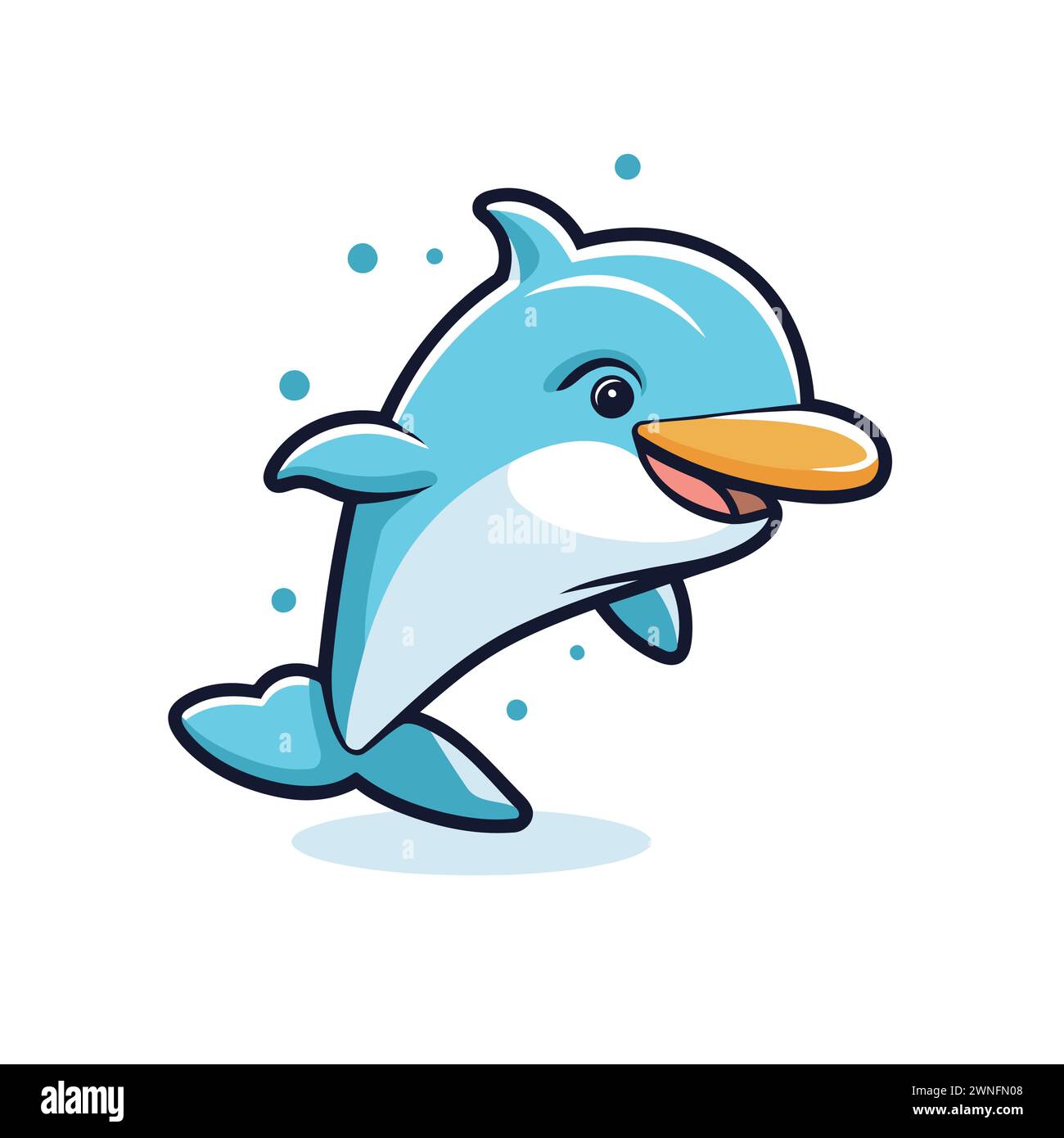 Dolphin cartoon. Vector illustration. Isolated on white background ...