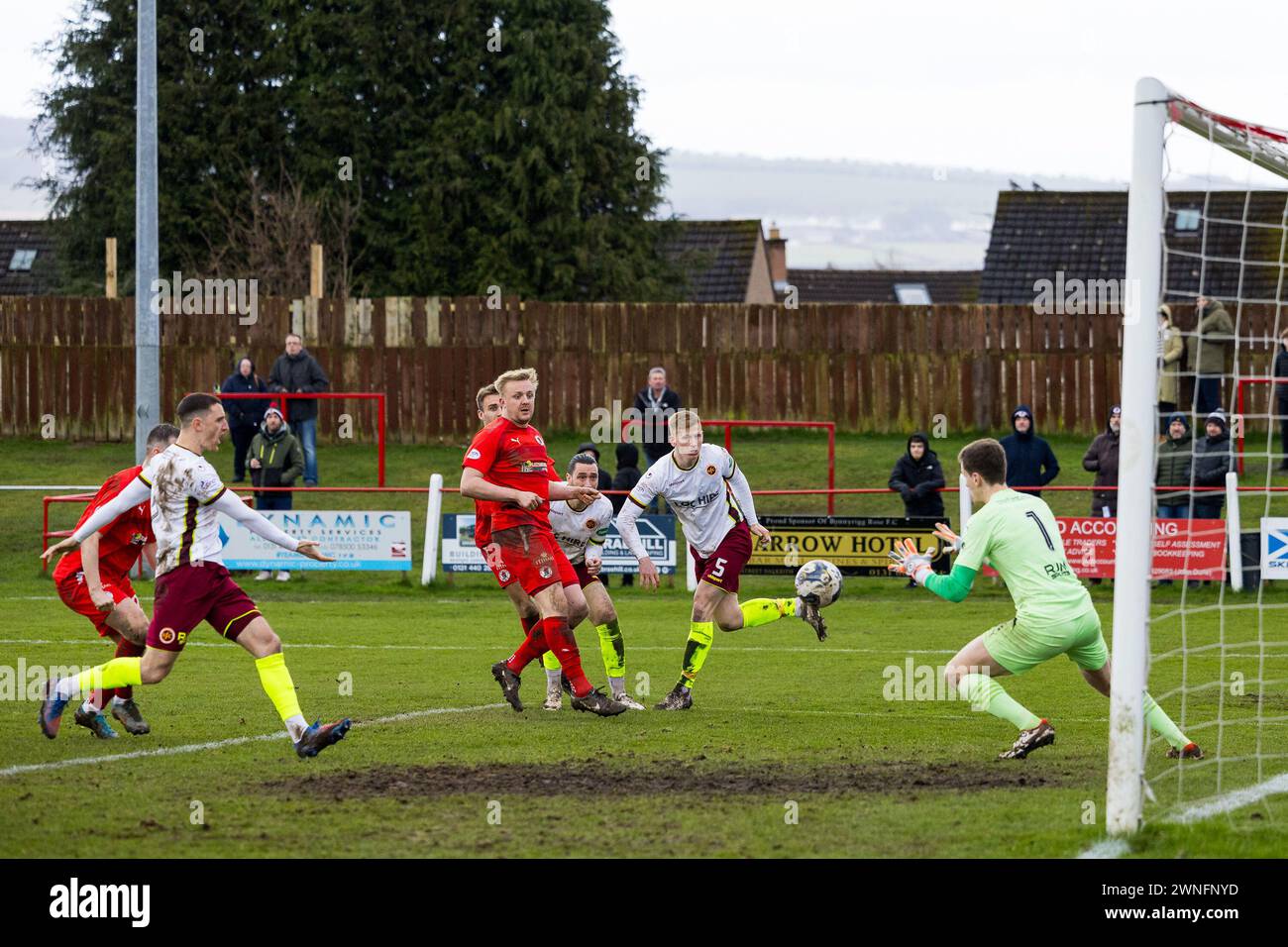 Bonnyrigg, Scotland. 02 March 2024. Nicky Jamieson (5 - Stenhousemuir ...
