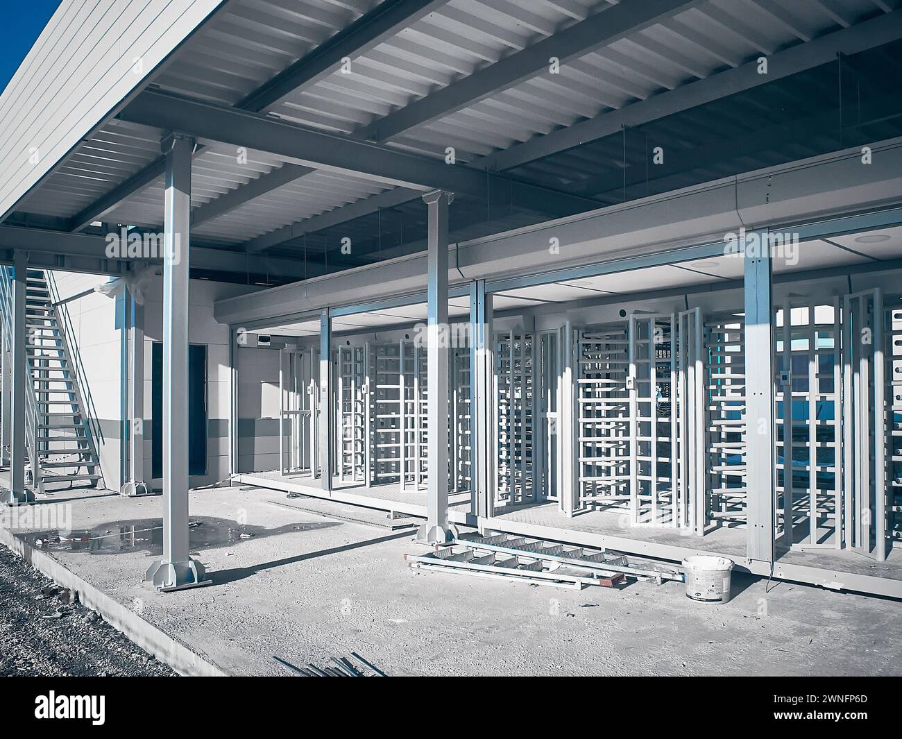 Prefabricated checkpoint with turnstile Stock Photo - Alamy