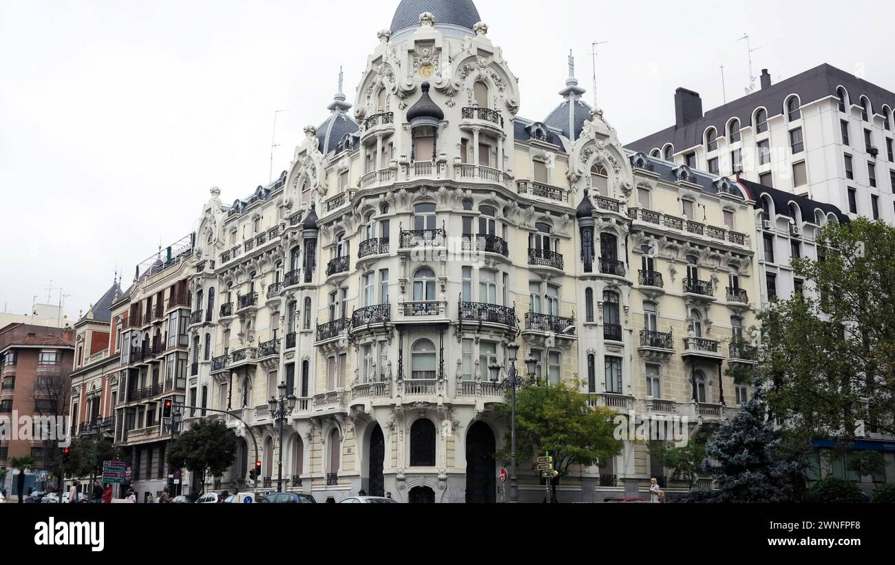 Madrid, Spain - nov 02, 2002 - Facade of residential building on ...
