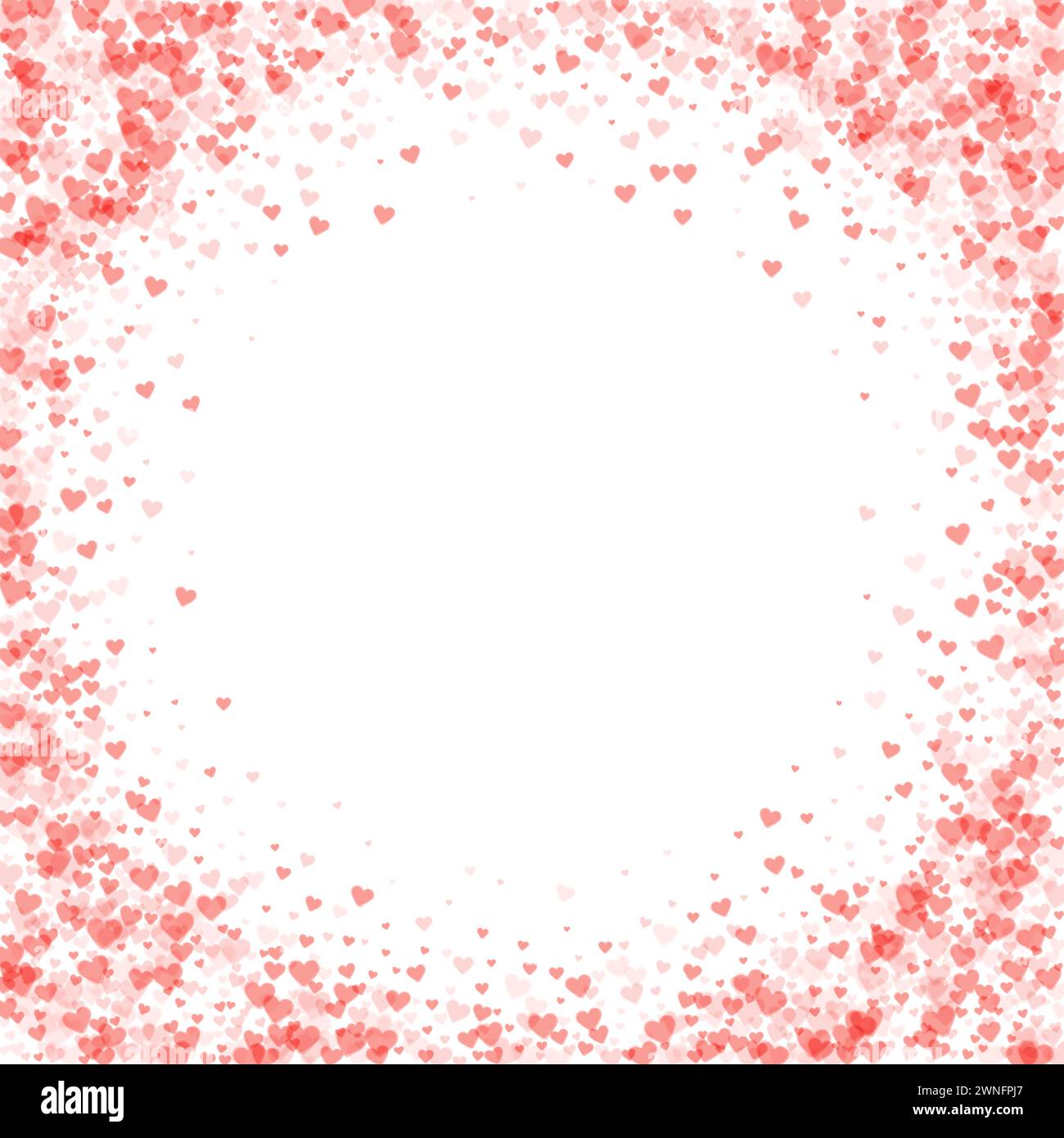 Heart confetti valentine overlay. Red hearts scattered on white ...