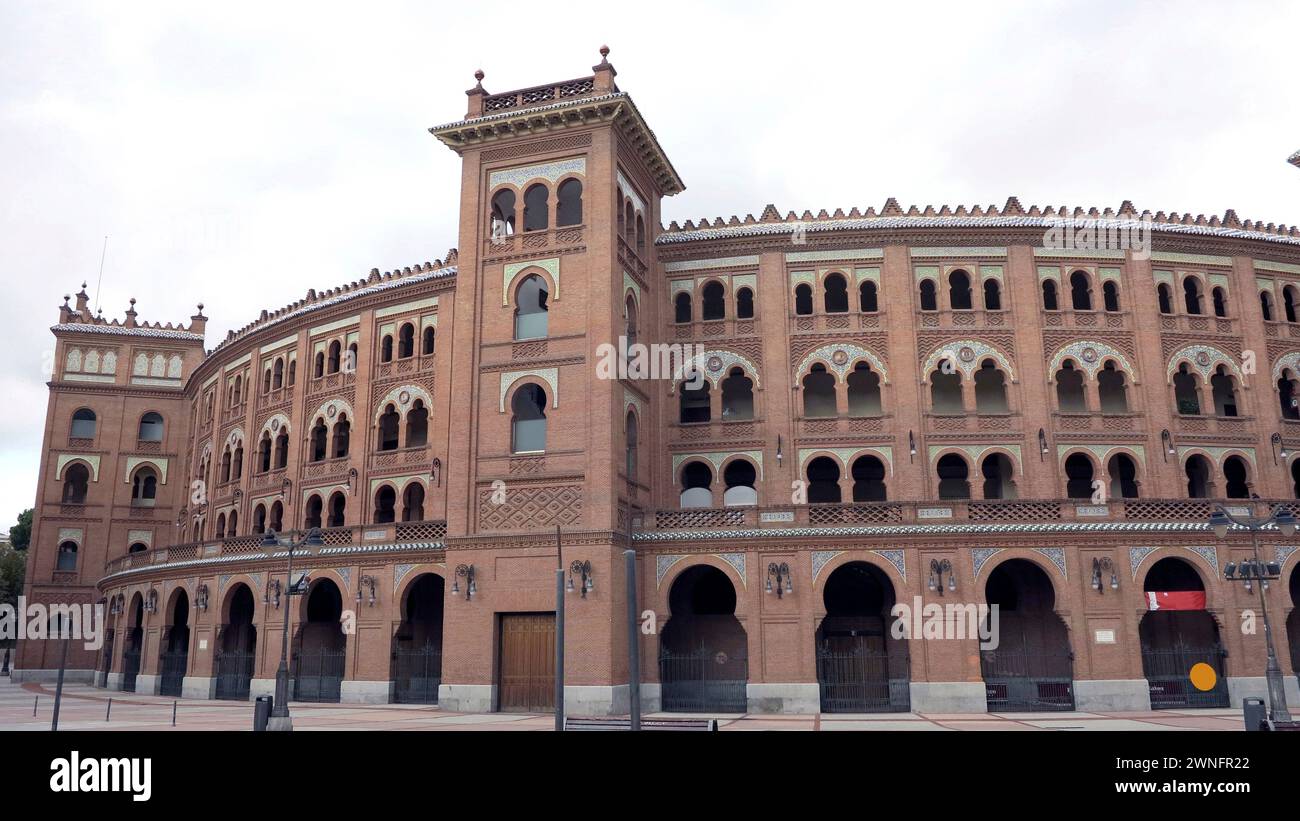 facade of plaza de toros de las Ventas. Famous bullfighting arena in ...