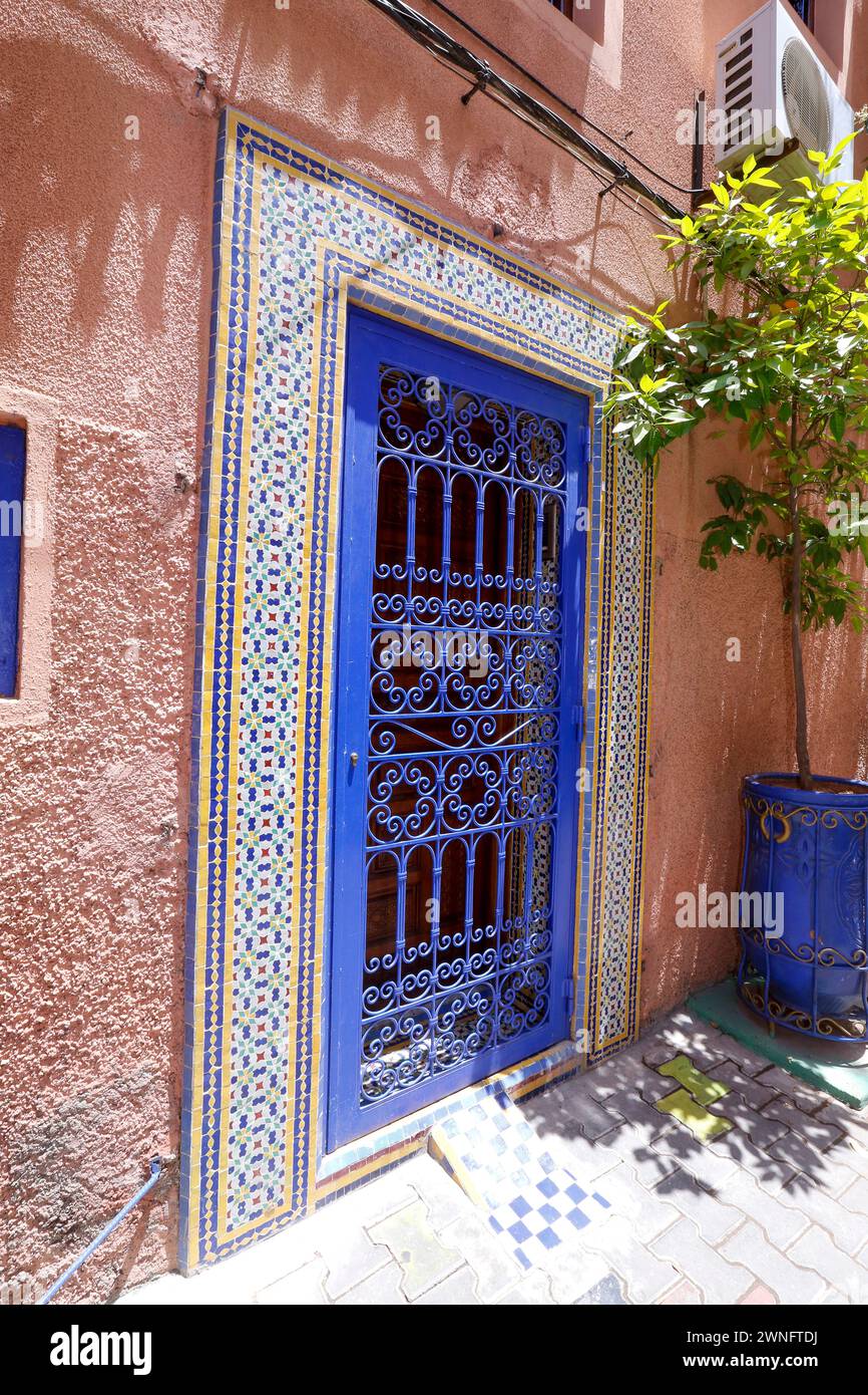 Traditional arabic colorful door in Marrakesh, Morocco, Africa Stock ...