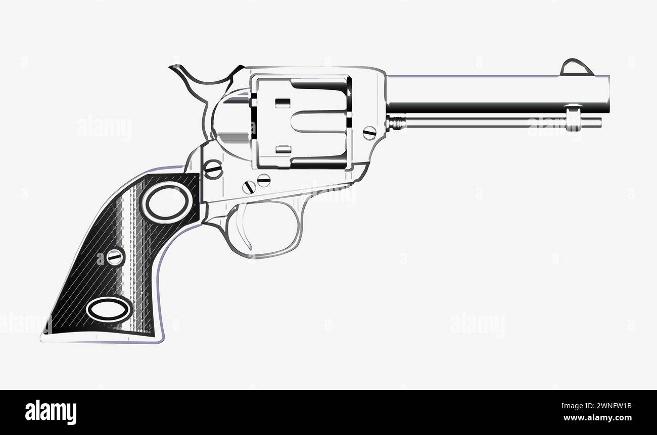 A wild west six gun sketch isolated over a white background Stock Photo ...
