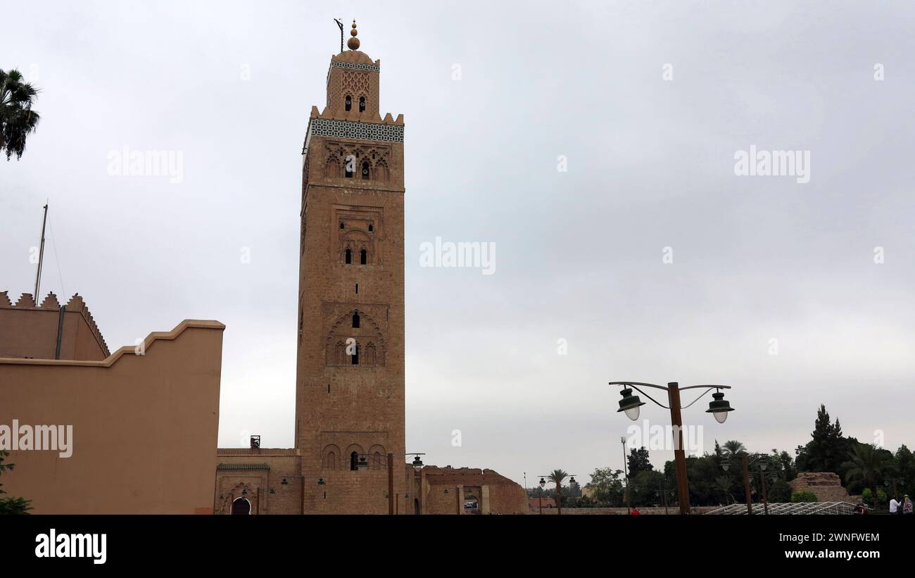 Koutubia Mosque and Minaret in Marrakesh, Morocco. It's a famous ...