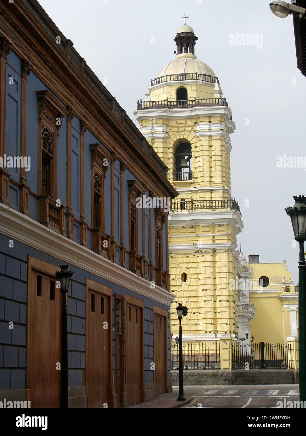 View of colonial house and tower of Convento de San Francisco or Saint ...