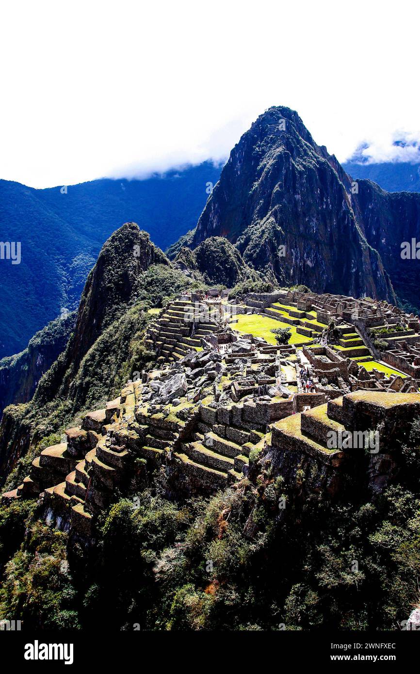 View of the ancient Inca City of Machu Picchu. The 15-th century Inca ...