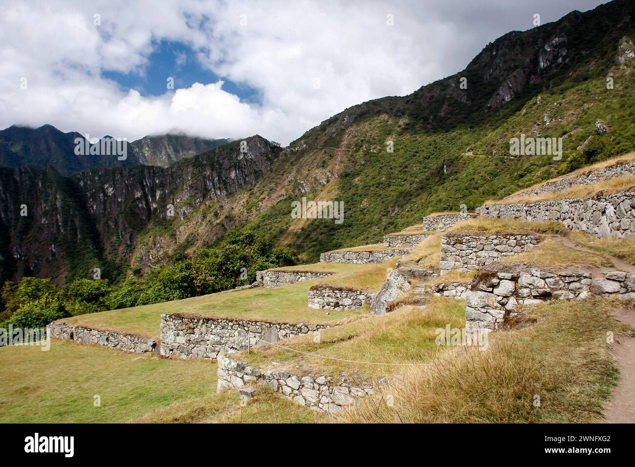 Agricultural zone of the ancient Inca City of Machu Picchu. The 15-th ...